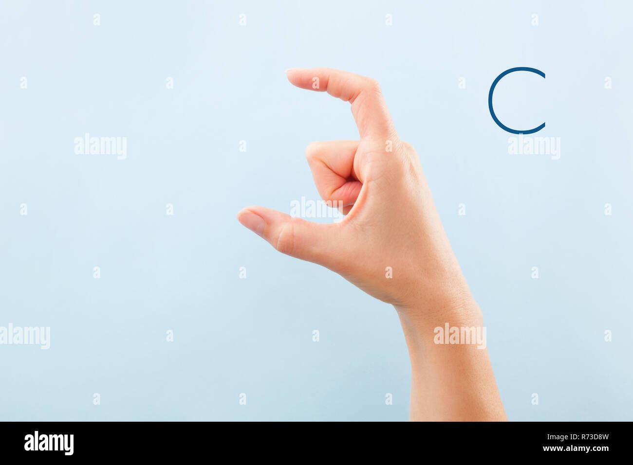 BSL Fingerspelling alphabet C Stock Photo - Alamy