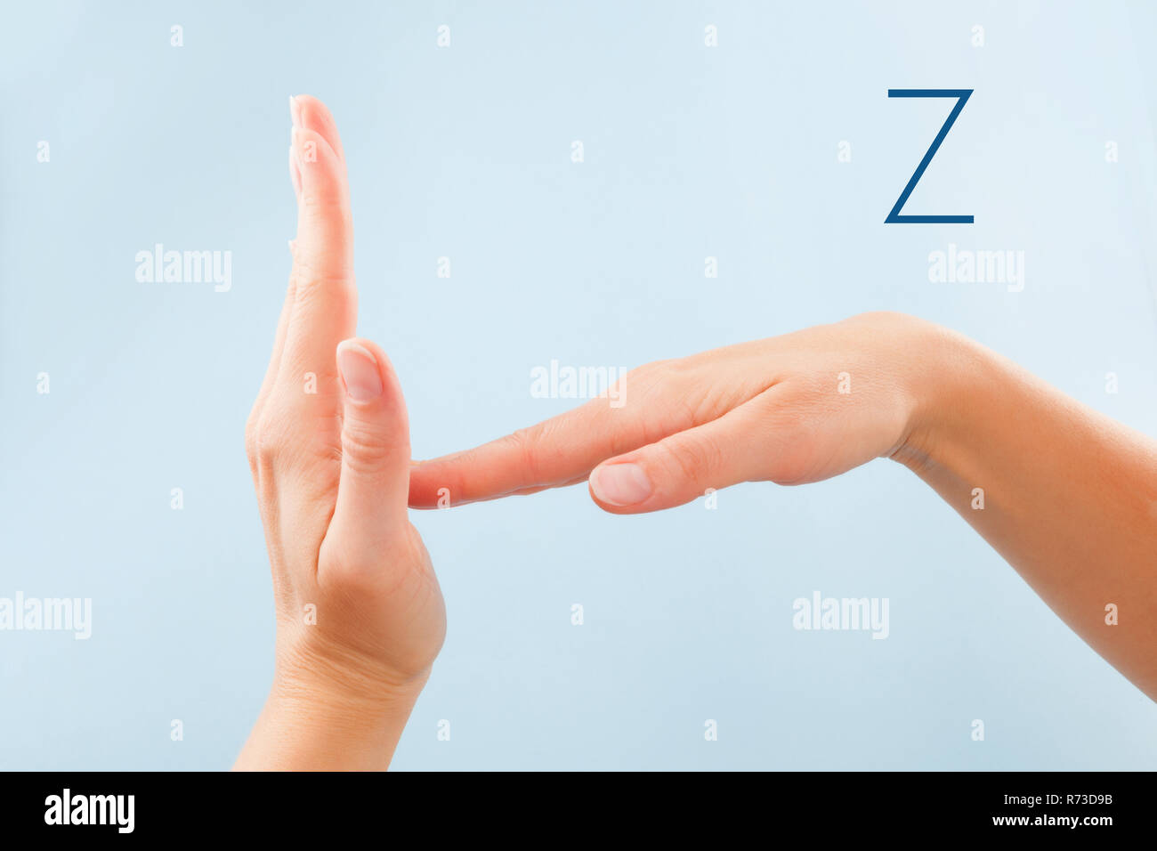 BSL Fingerspelling alphabet Z Stock Photo - Alamy