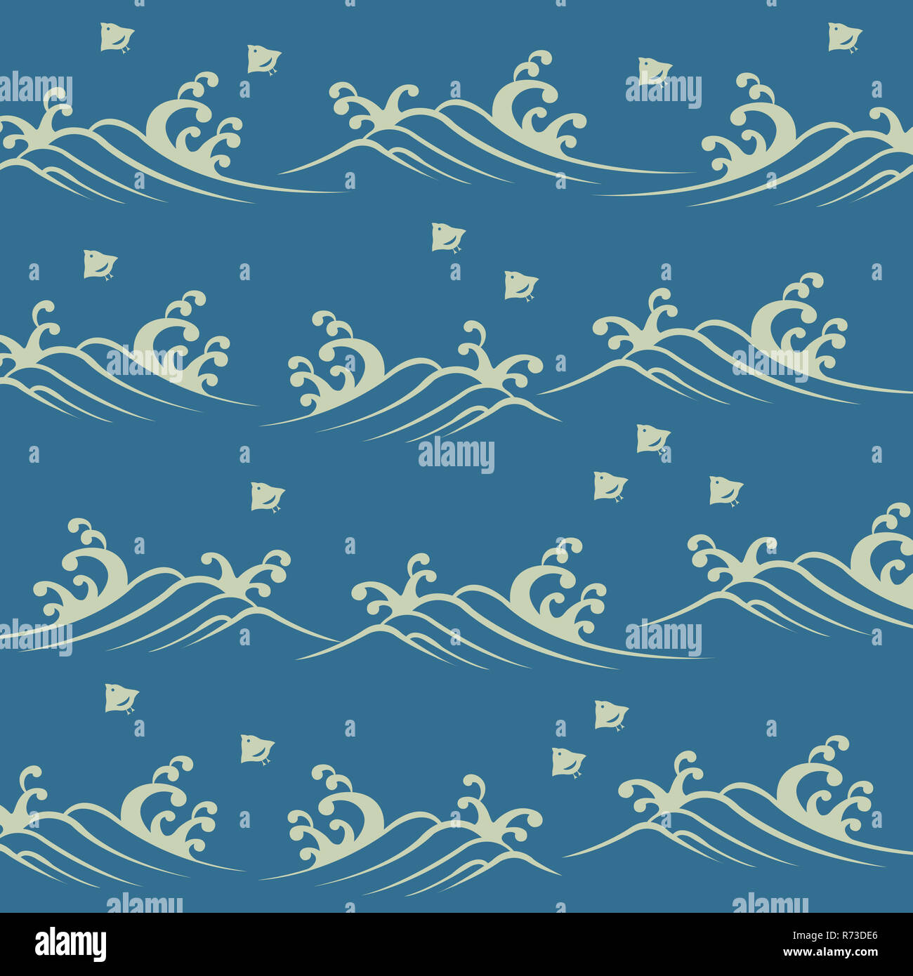 Wave and birds, Japanese traditional pattern Stock Photo - Alamy