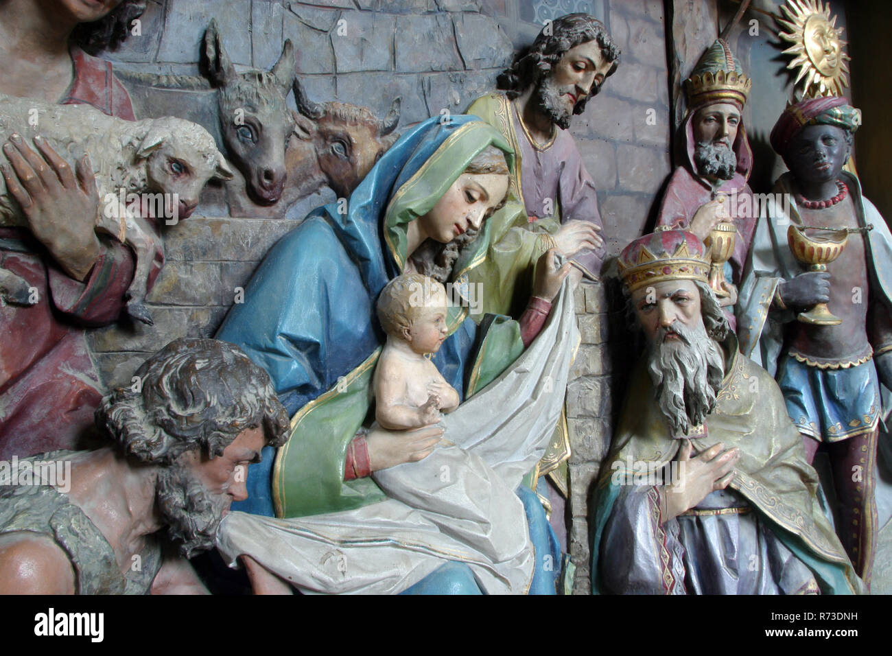 Nativity Scene, Adoration of the Magi Stock Photo - Alamy