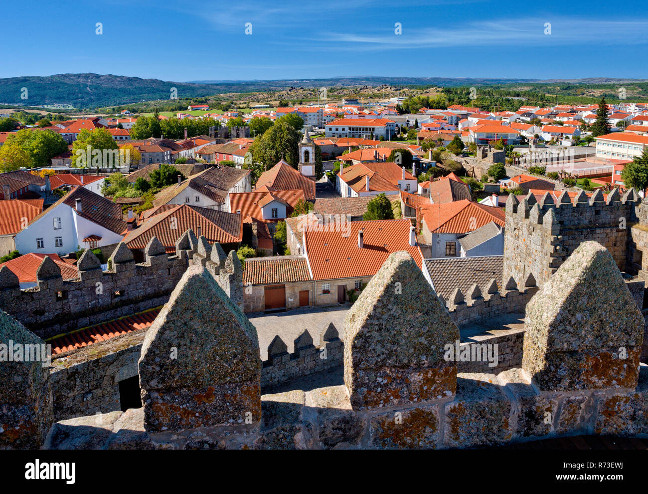 Portugal, the Beira Alta, Trancoso, the view from the castle Stock ...