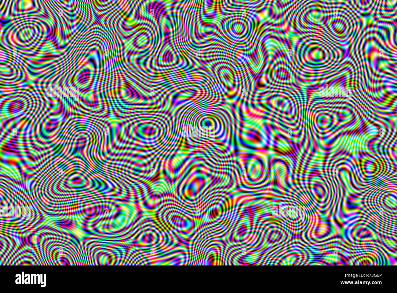 psychedelic abstract background with curves and loops in bold saturated ...