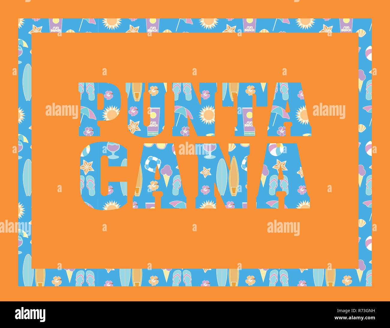 Punta Cana lettering on orange backround. Vector tropical letters with ...