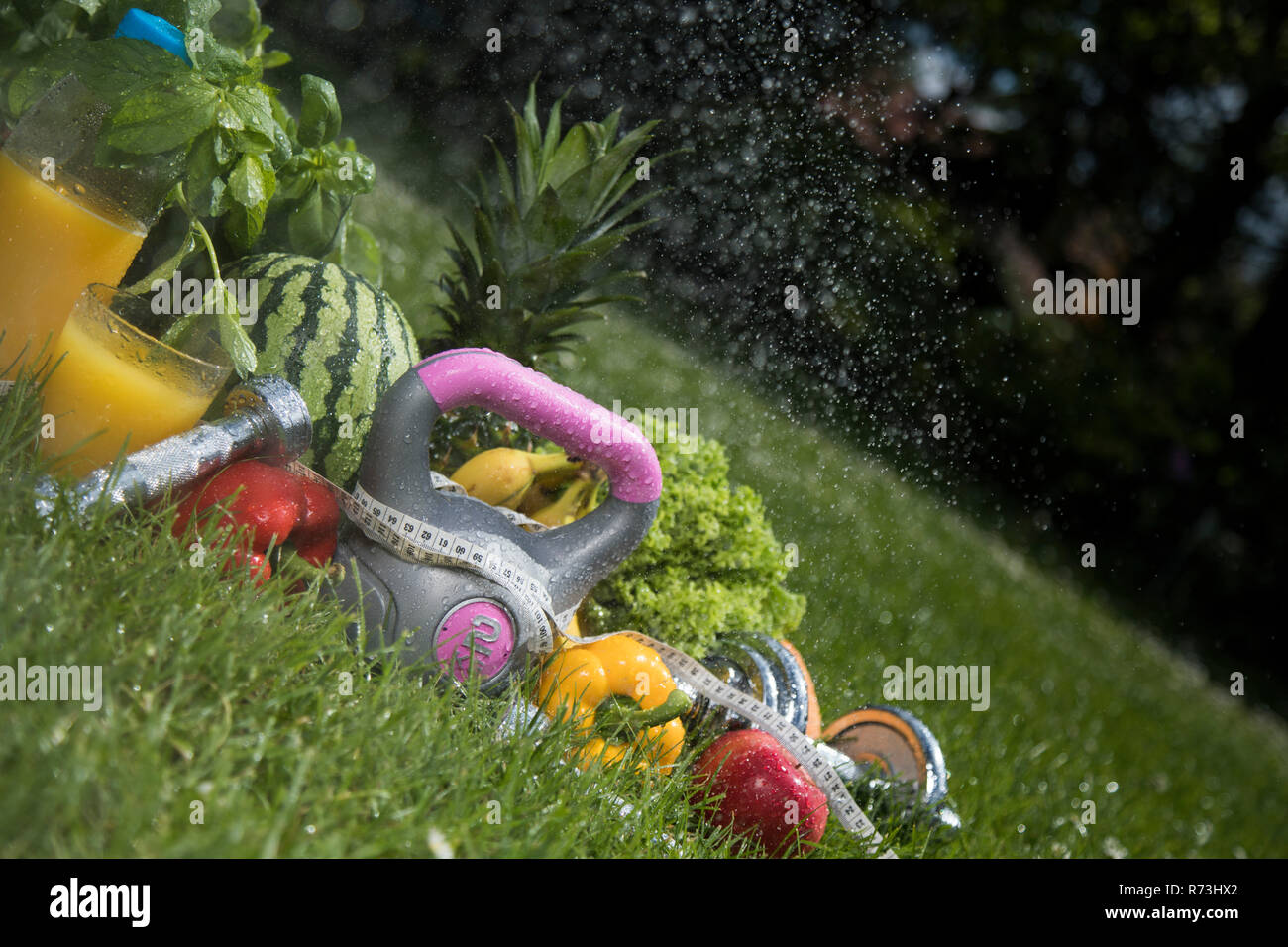 Sport diet, fitness, outdoor background Stock Photo - Alamy