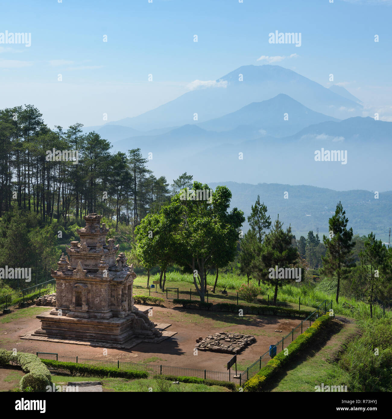 Candi Gedong Songo at sunrise. A 9th-century Buddhist temple complex on ...