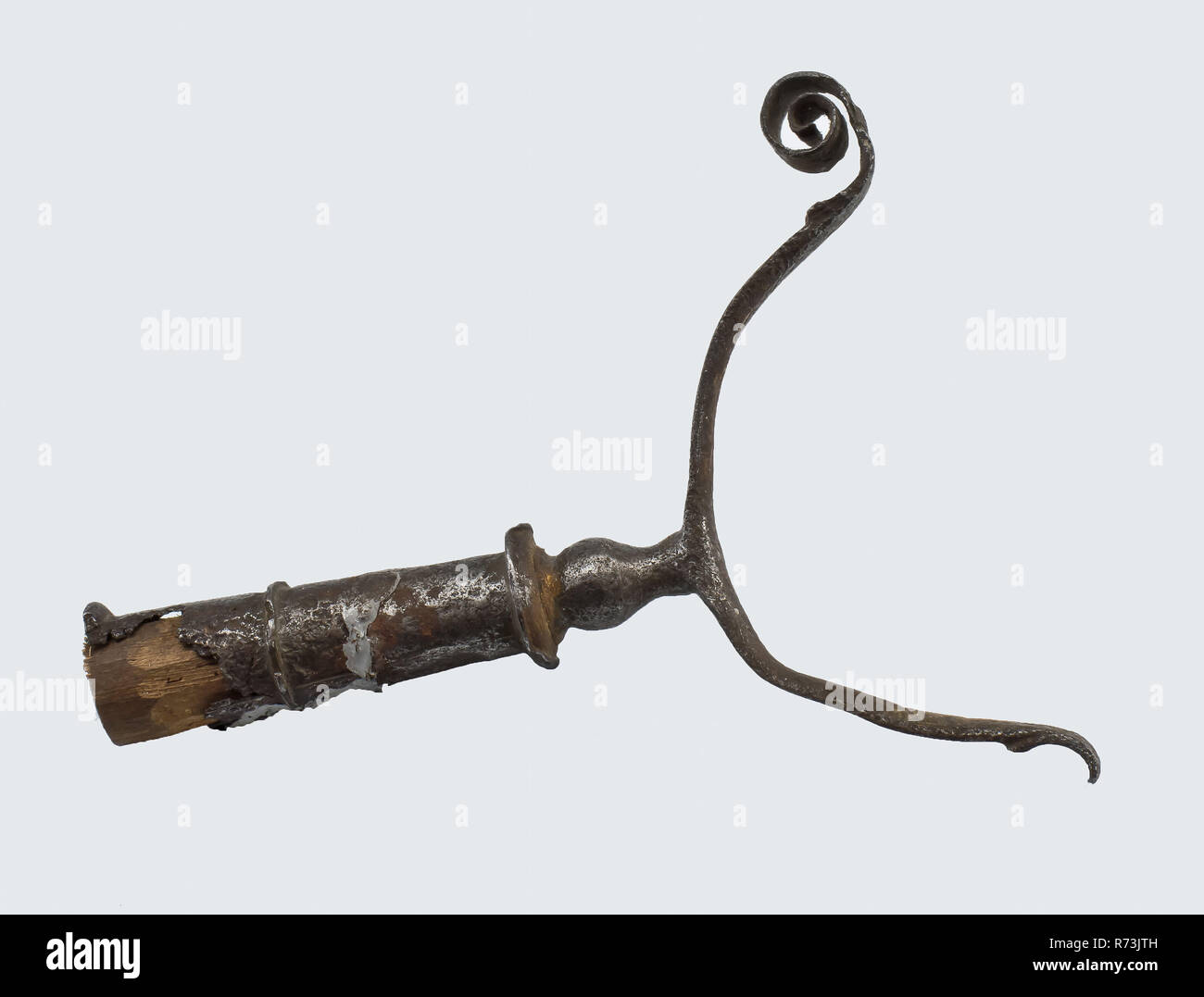 Metal forquet, support fork with curled ends for supporting musket ...
