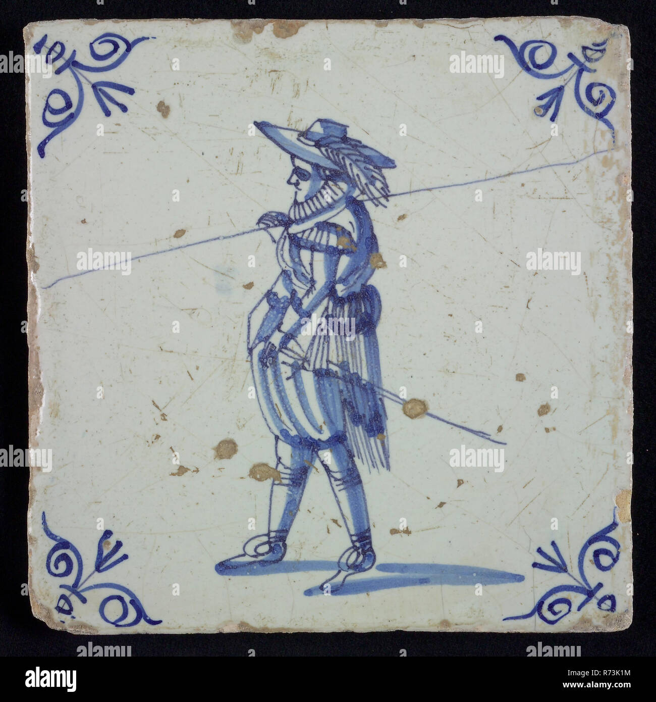 Wijtmans?, Tile, blue, with soldier, wall tile tile sculpture ceramic ...
