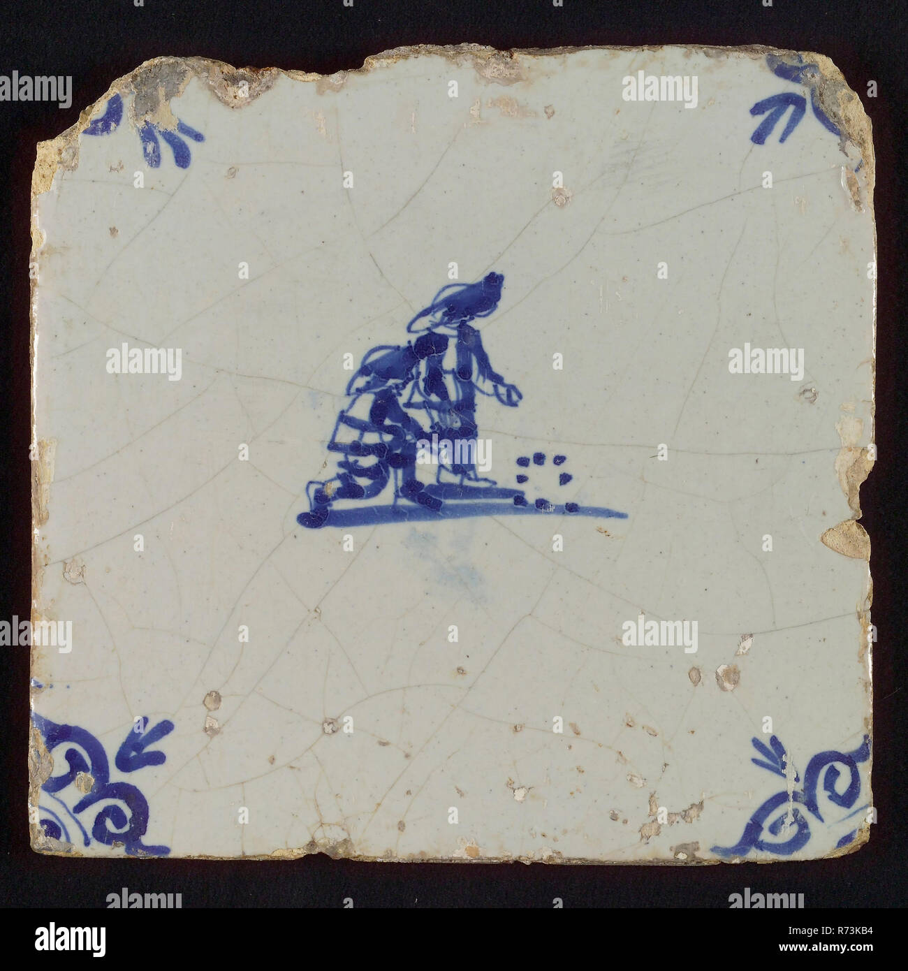 Tableware tile, double child's play, marbles, corner motif ox's head ...