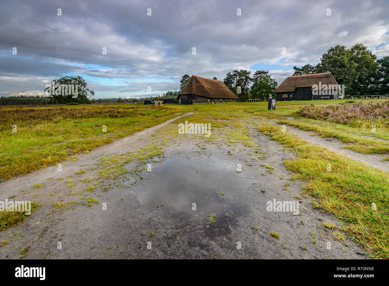 Traditional sheep cage with thatched cap on the heath at Heerde - Epe ...