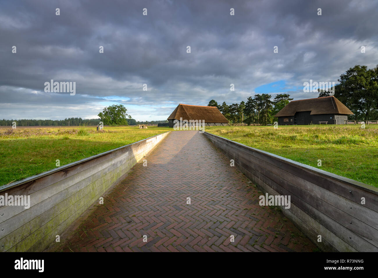 Traditional sheep cage with thatched cap on the heath at Heerde - Epe ...