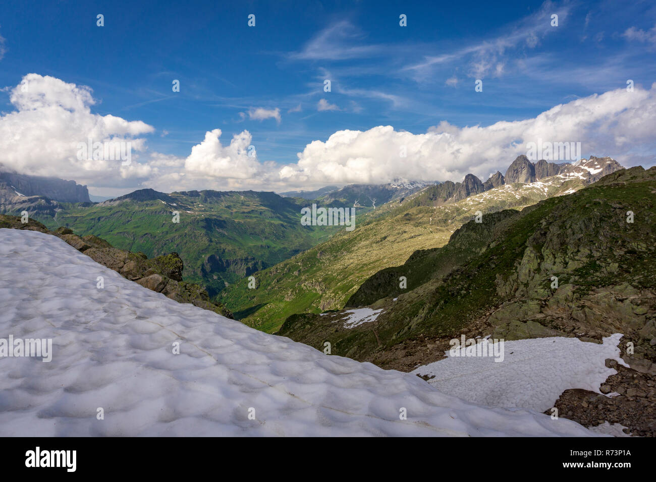 Beautiful Alpine view from the summit of Le Brevent. France Stock Photo ...