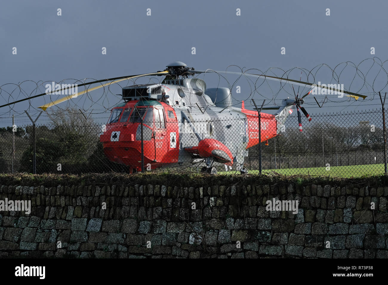 Royal Navy rescue helicopter at RAF Culdrose in Cornwall Stock Photo ...