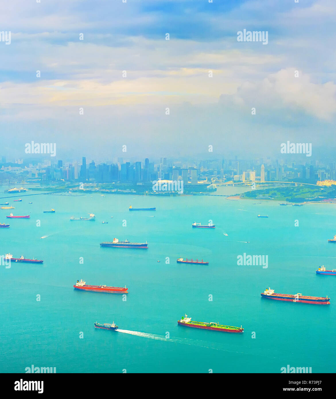 Singapore skyline containers hi-res stock photography and images - Alamy
