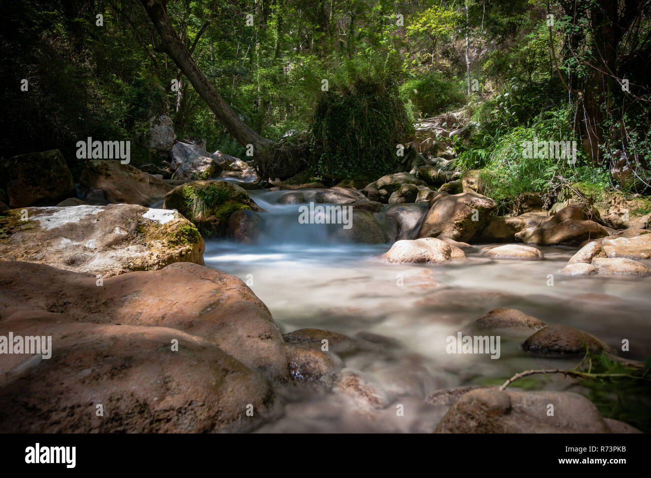 Photo from mountain river that runs usually in mountains, in narrow ...