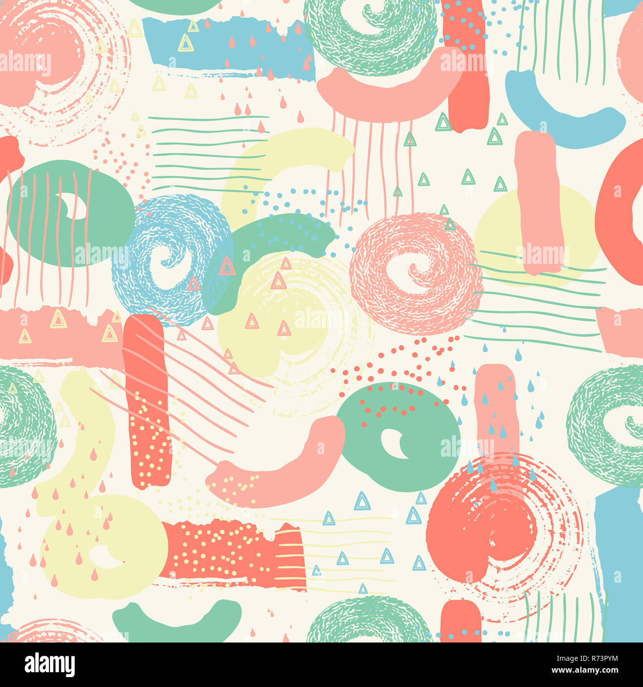 Vector seamless pattern with abstract shapes and scribbles. Creative ...