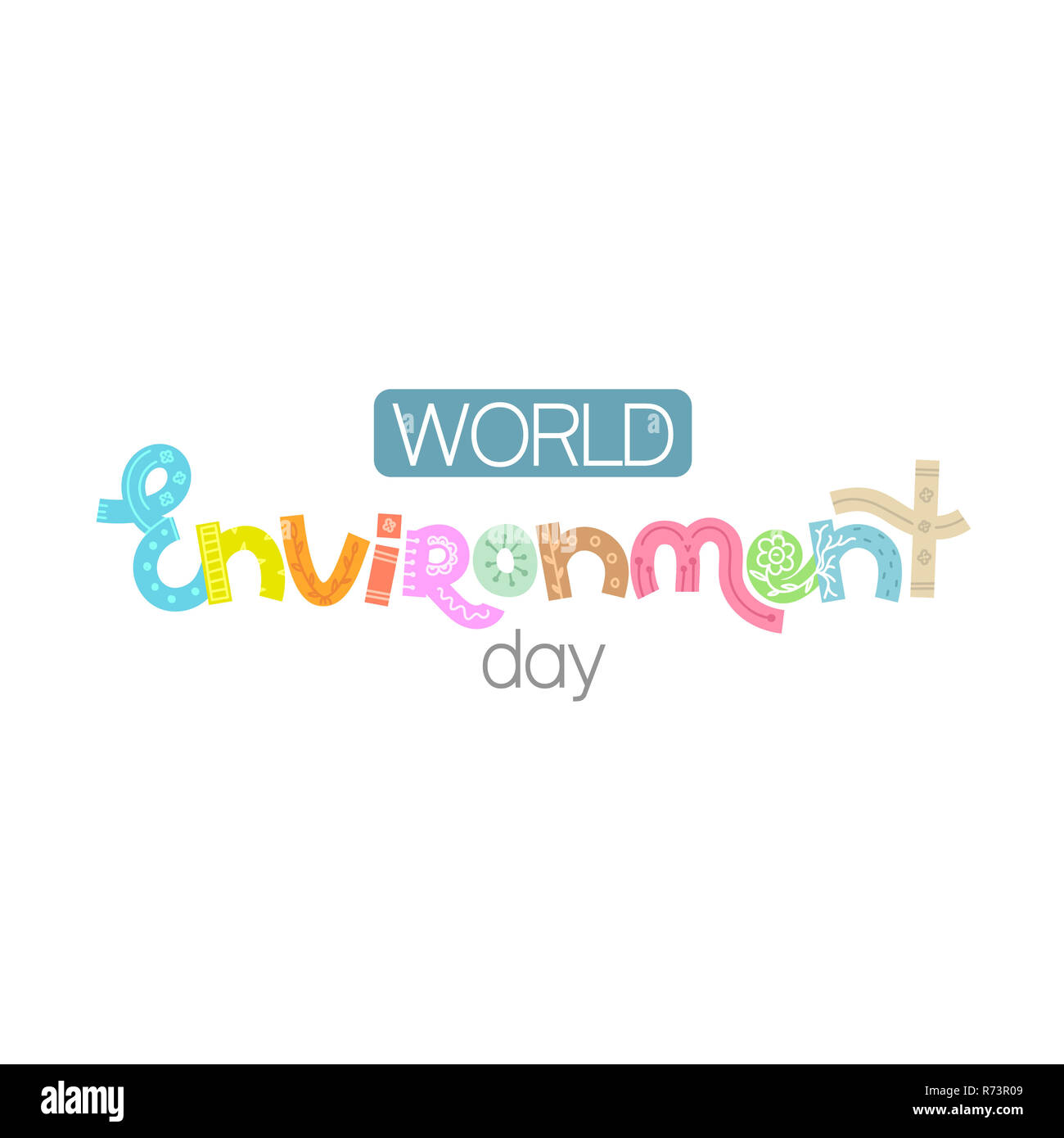 World environment day. Creative hand drawn lettering with doodle. Save ...