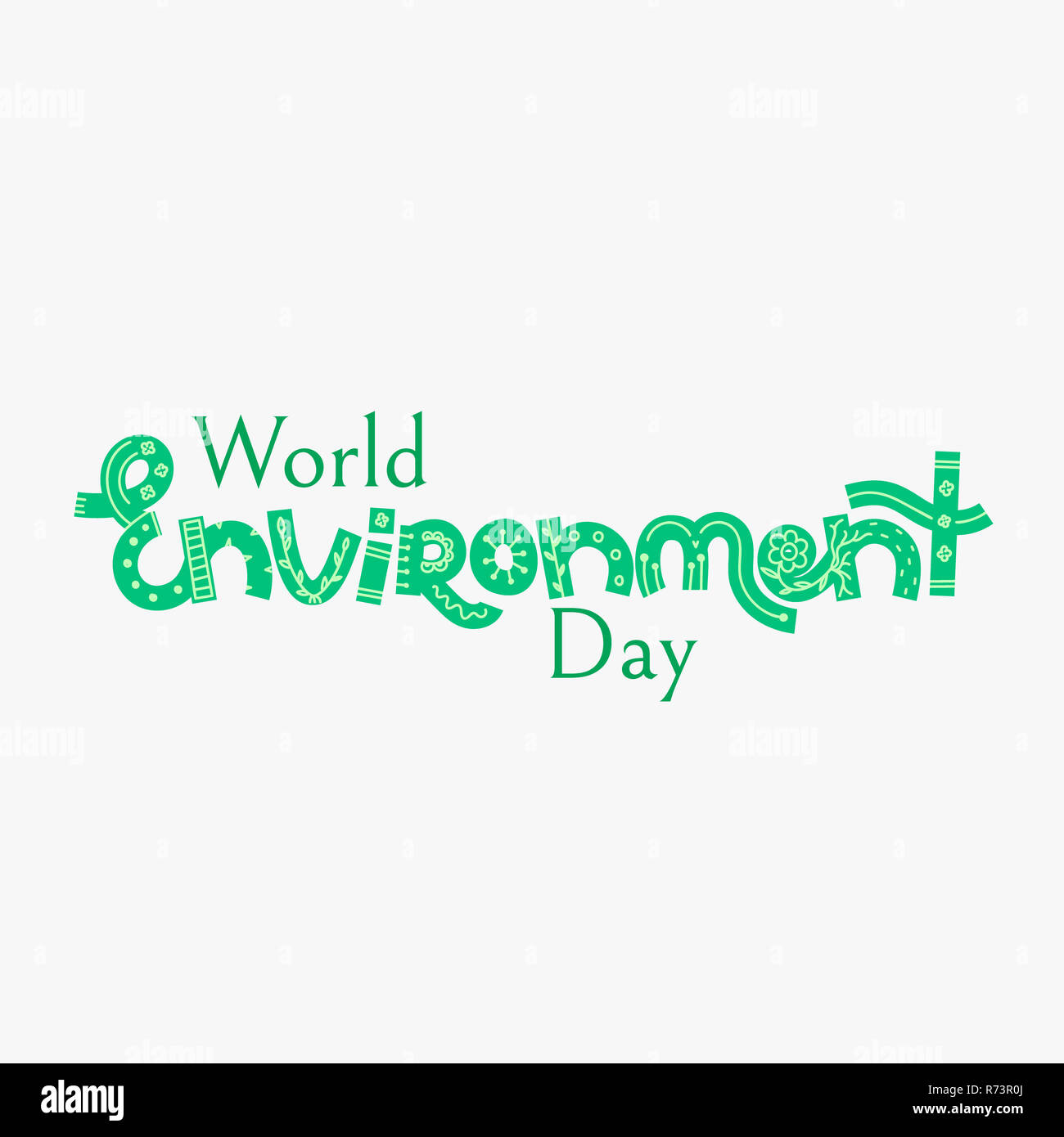 World environment day. Creative hand drawn lettering with doodle. Save ...