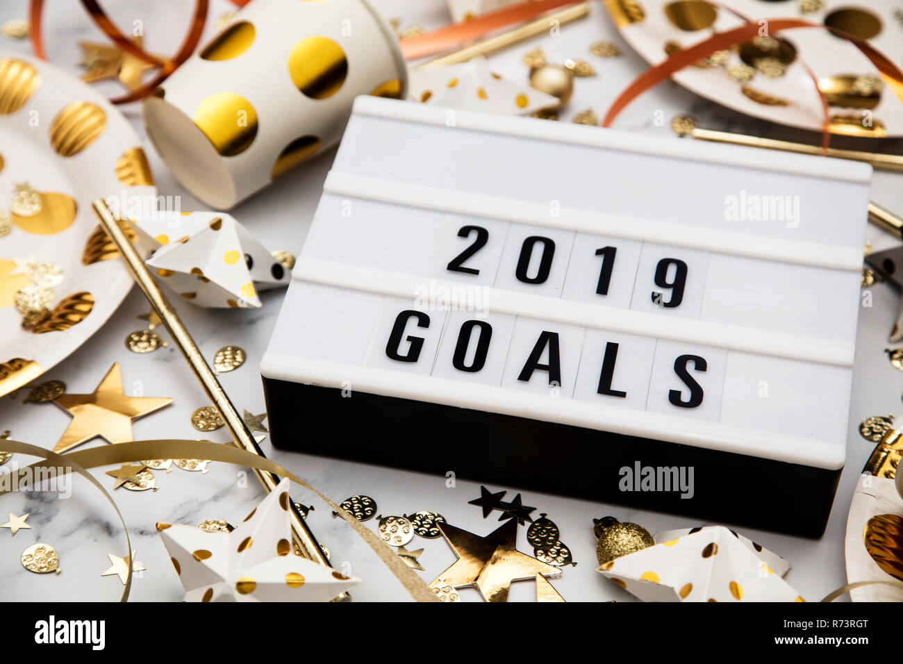 2019 goals lightbox celebration message with luxury gold party ...