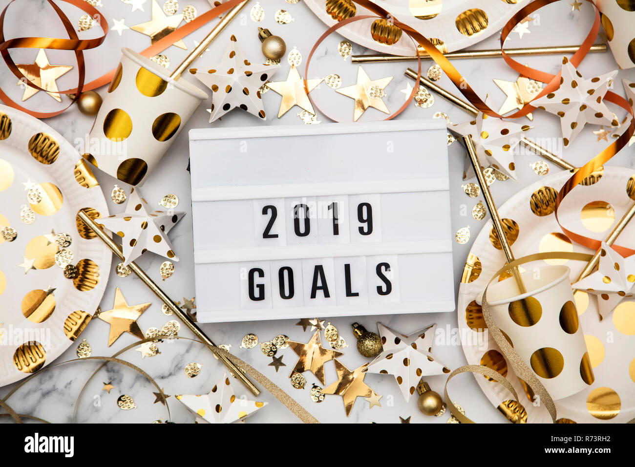 2019 goals lightbox celebration message with luxury gold party ...