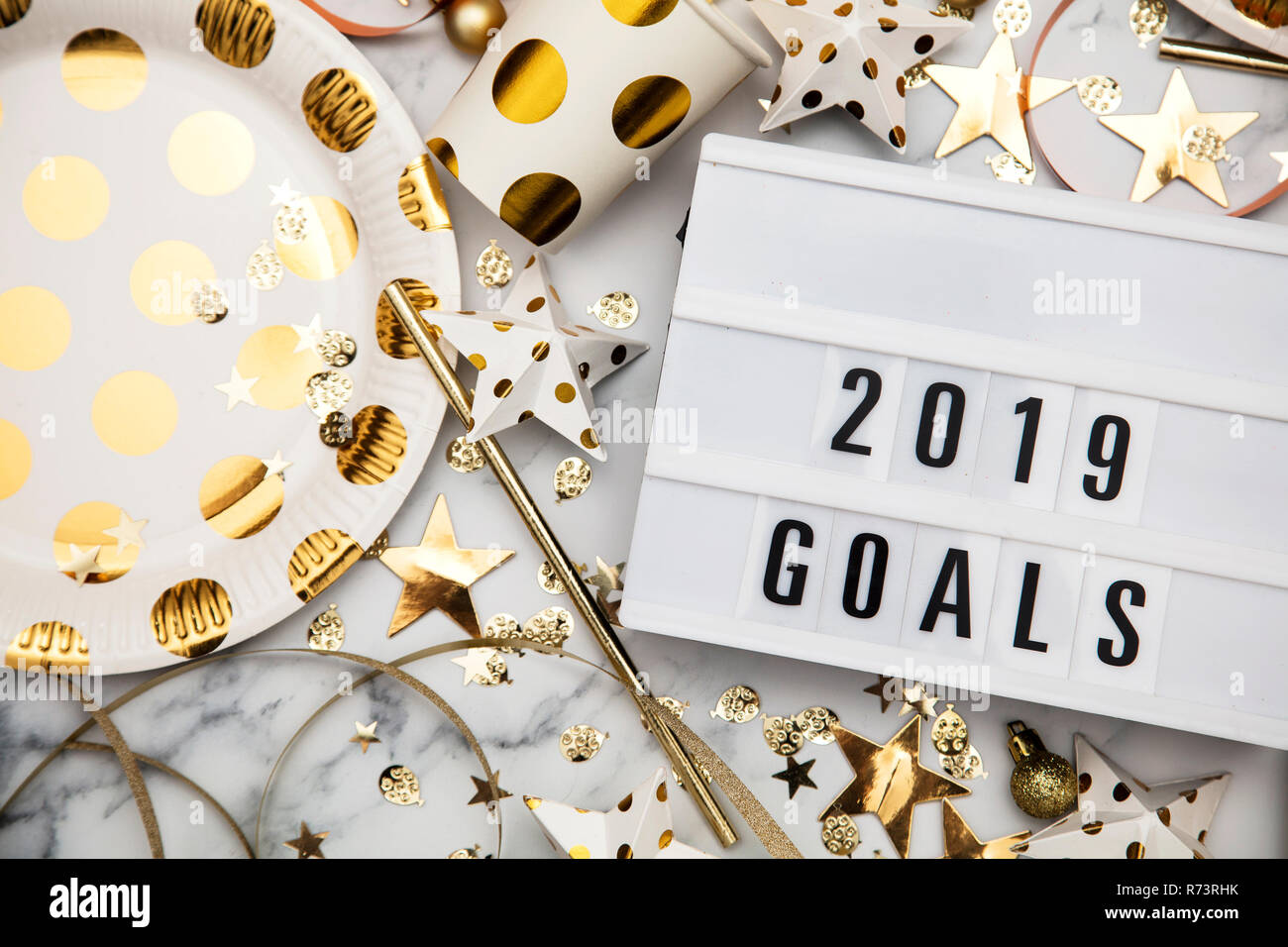 2019 goals lightbox celebration message with luxury gold party ...