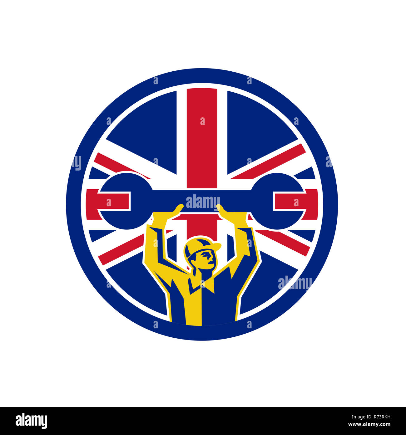 British Mechanic Union Jack Flag Icon Stock Photo - Alamy