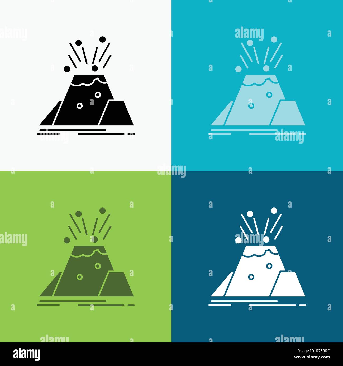 disaster, eruption, volcano, alert, safety Icon Over Various Background ...
