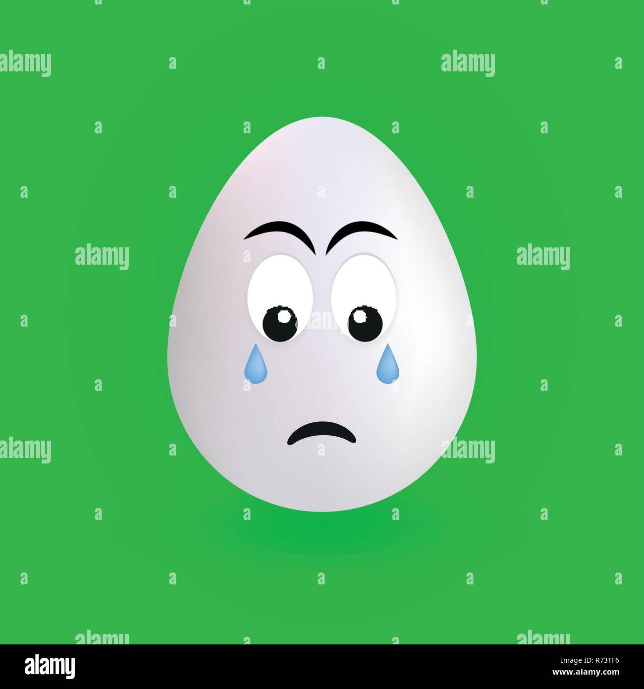 Cute sad egg character with green background, vector, illustration, eps ...