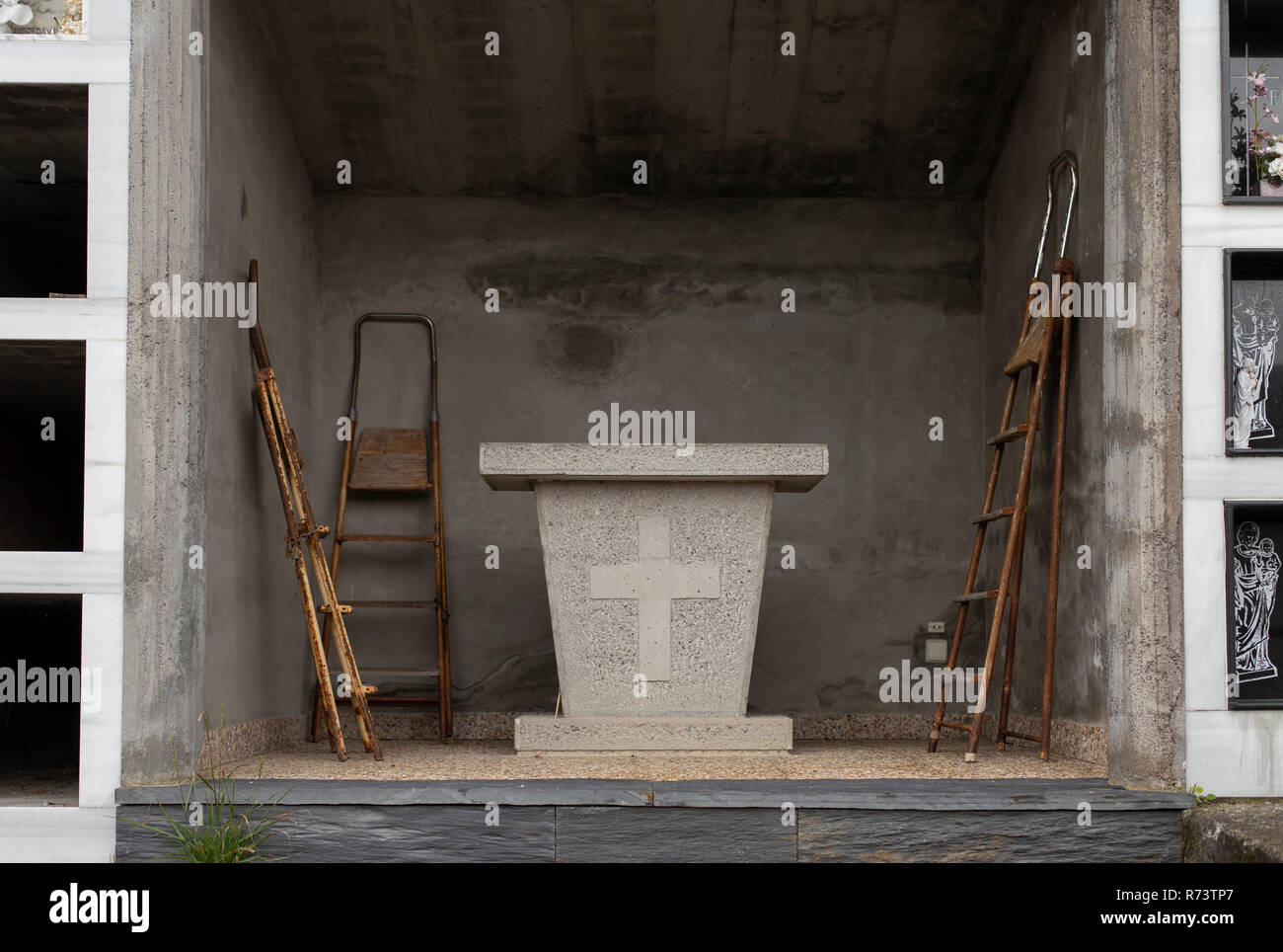 Altar and ladders Stock Photo - Alamy