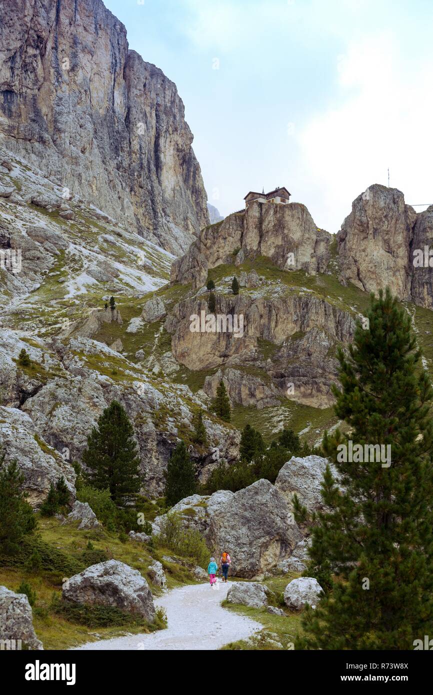 view of the Rifugio Vajolet, Pozza Di Fassa, Italy Stock Photo - Alamy