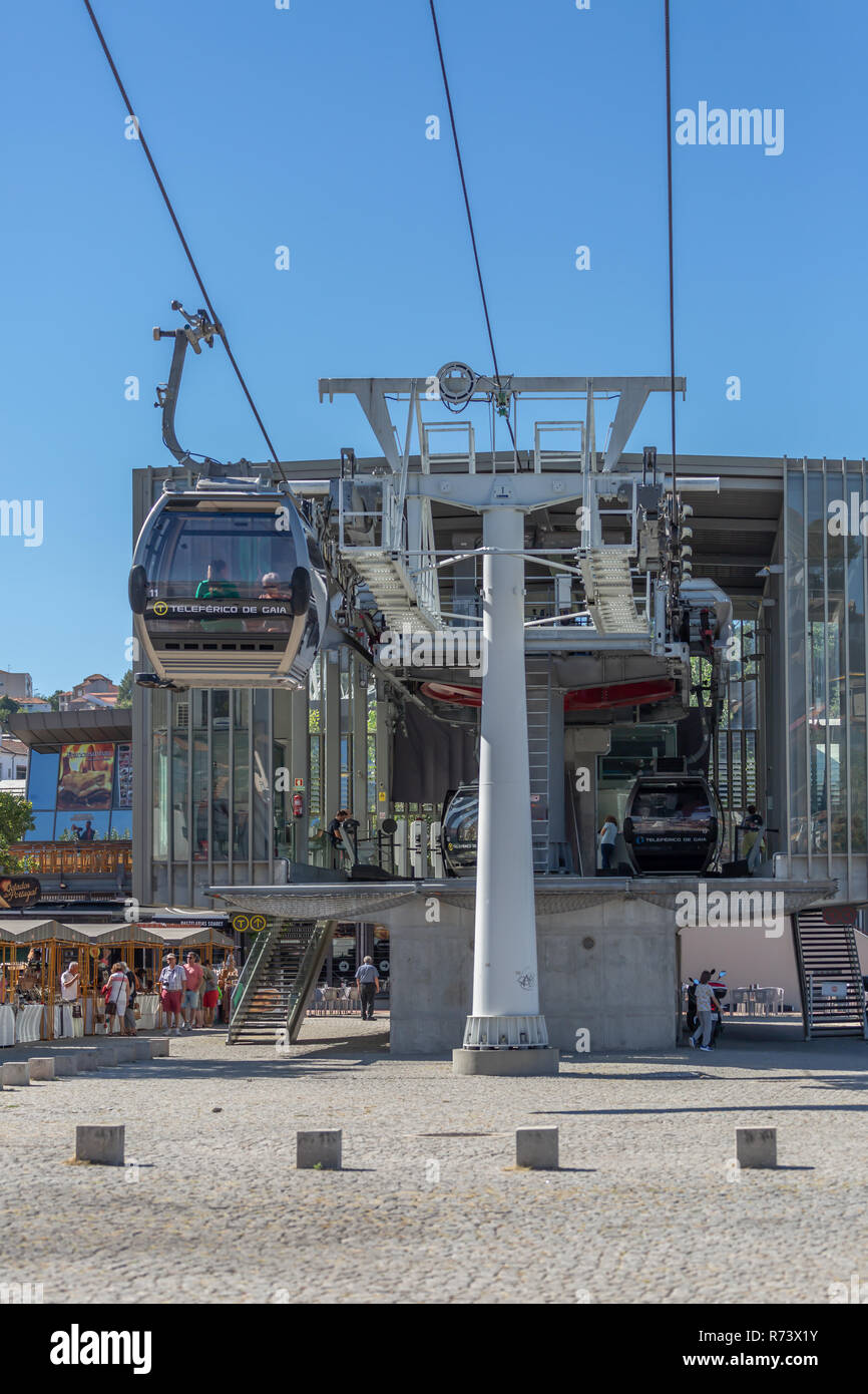 Gaia/Porto/Portugal - 10 01 2018: View of rolling system and cable ...