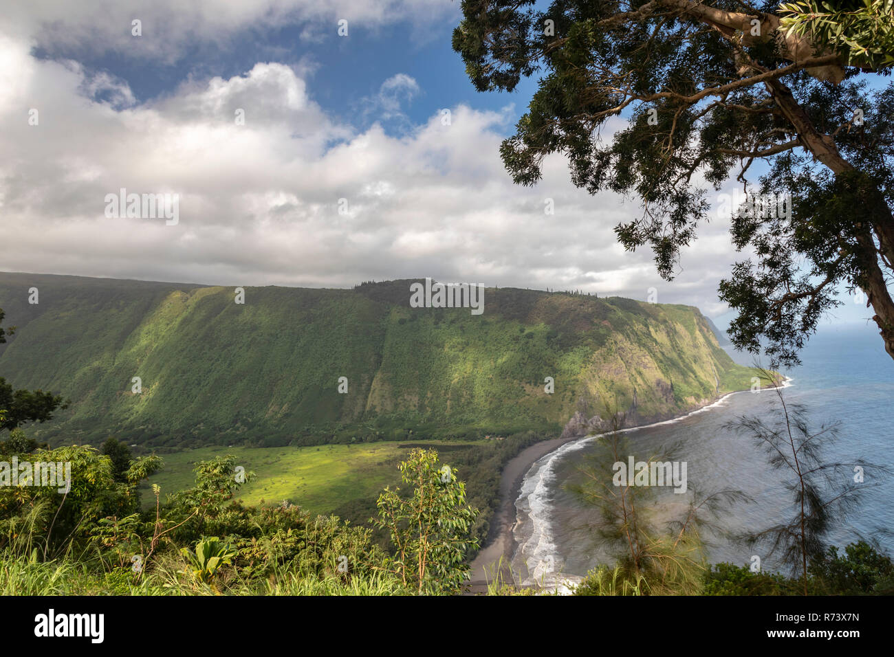 Waipi'o Valley on the Big Island of Hawaii, from a lookout above the ...