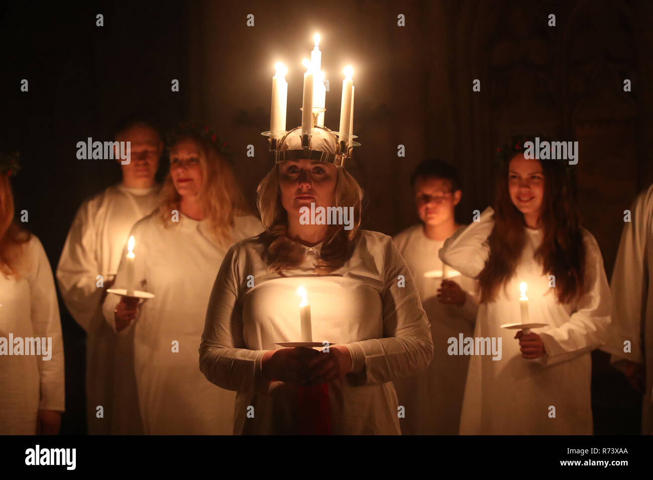A woman symbolising st lucy wearing hi-res stock photography and images ...