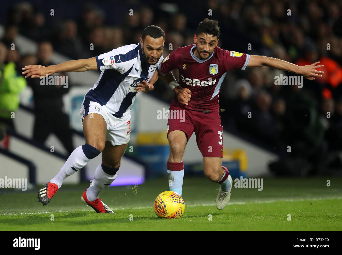 West Bromwich Albion's Matt Phillips and Aston Villa's Neil Taylor ...