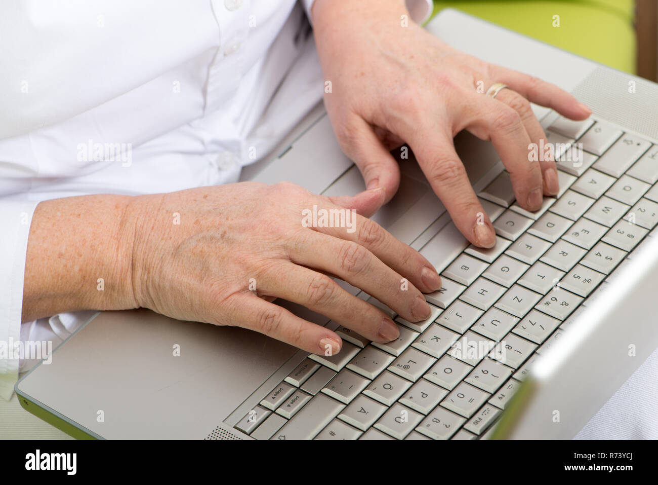 Close up hands keyboard elderly hi-res stock photography and images - Alamy