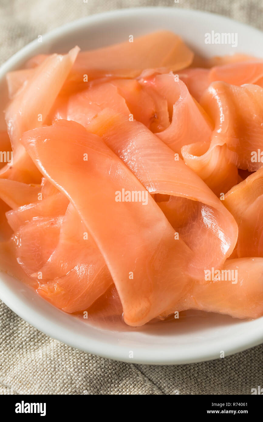 Raw PInk Pickled Sliced Ginger in a Bowl Stock Photo - Alamy