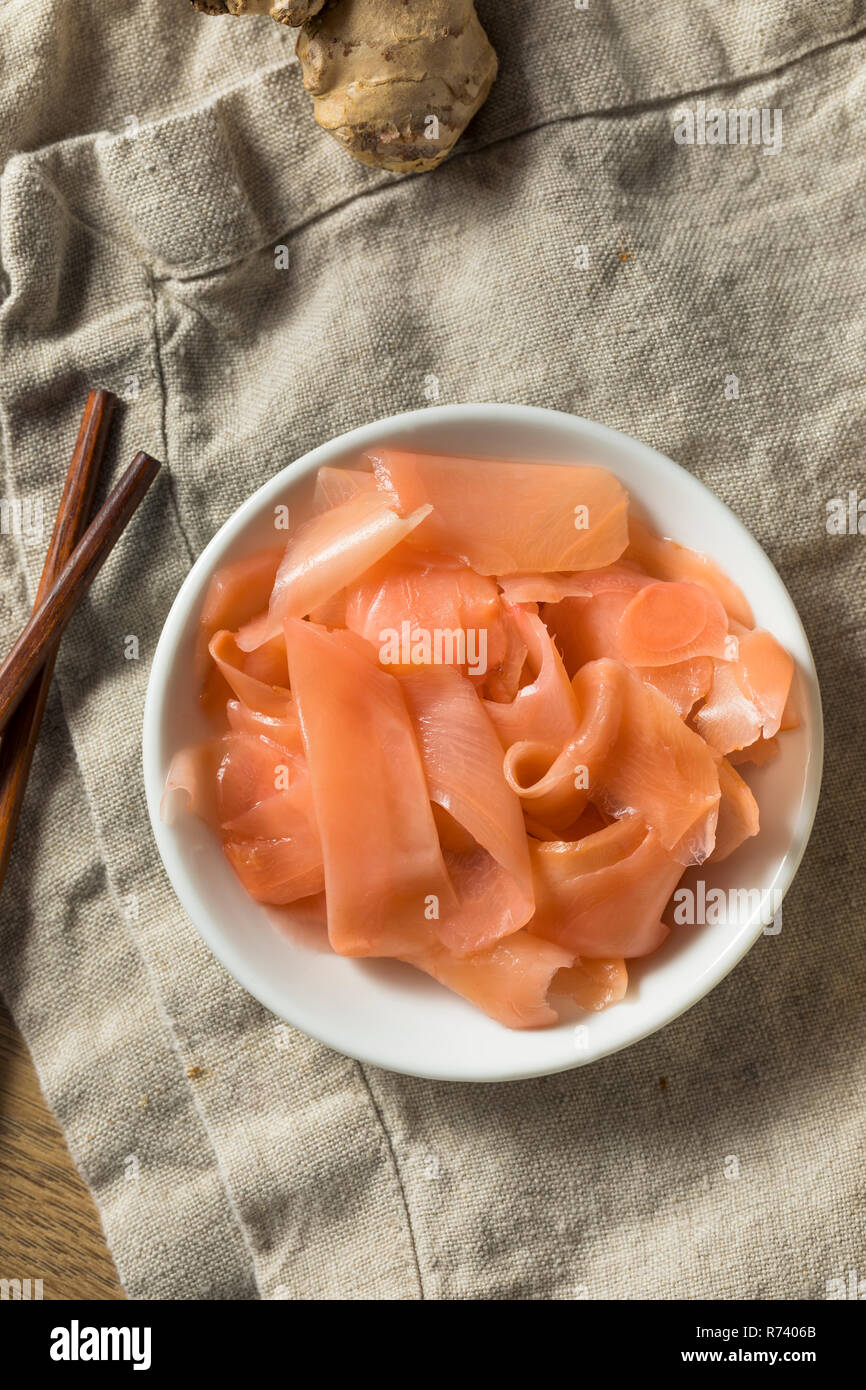 Raw PInk Pickled Sliced Ginger in a Bowl Stock Photo - Alamy