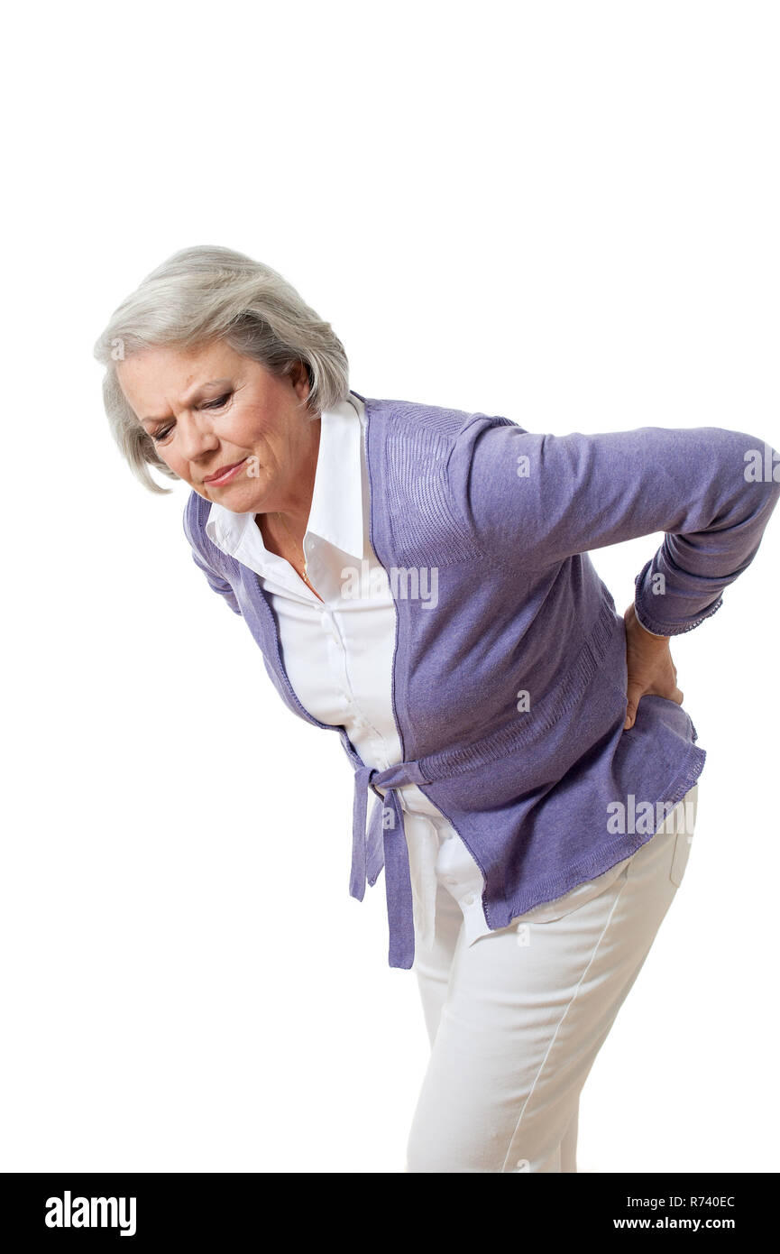 Senior woman with back pain Stock Photo - Alamy