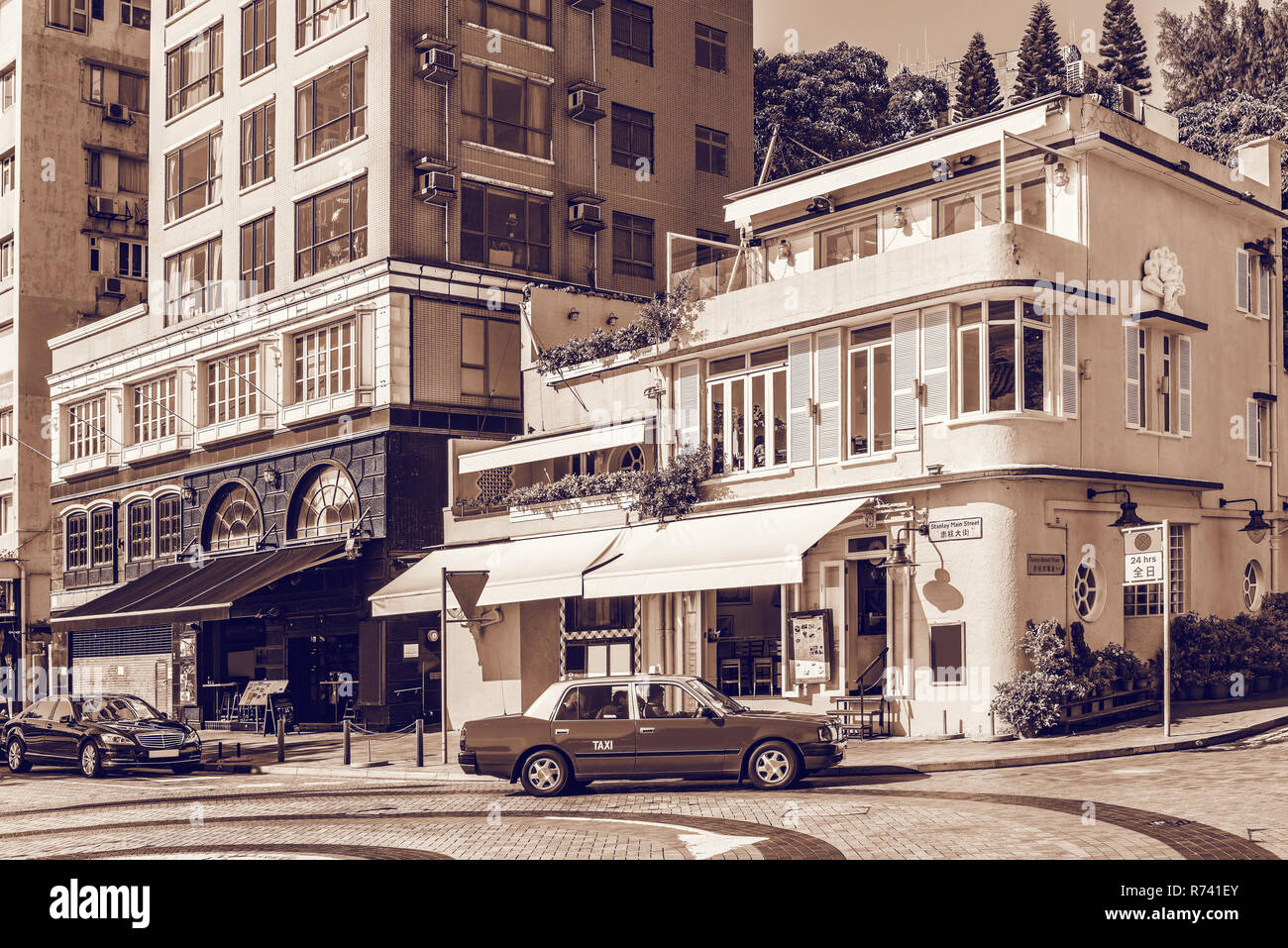 Small city street at hot day time. Stanley. Hong Kong. China Stock ...