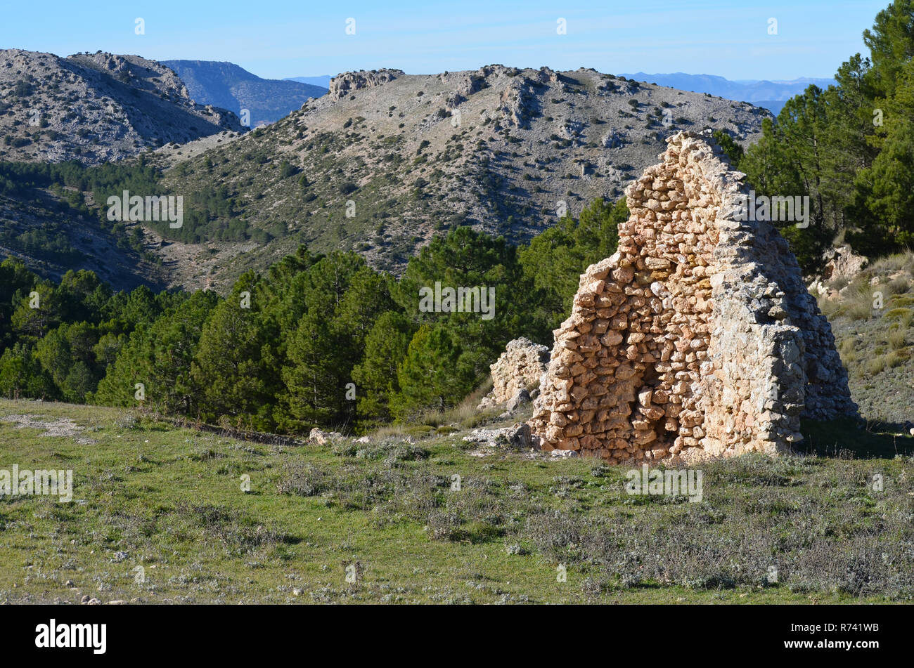 Traditional snow wells and dwellings in ruins, Sierra Espuña massif ...