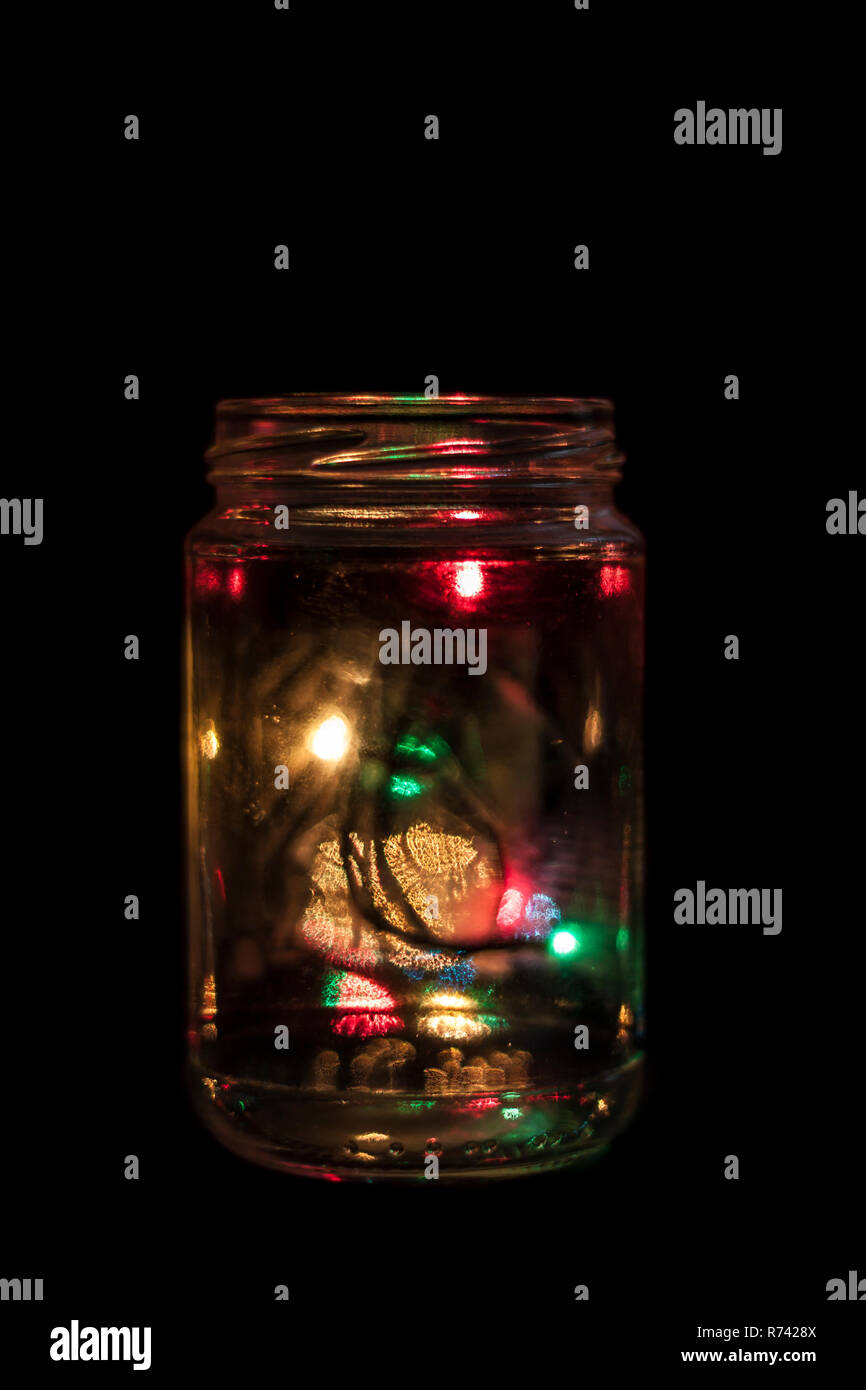 Jar with lights catched inside Stock Photo - Alamy