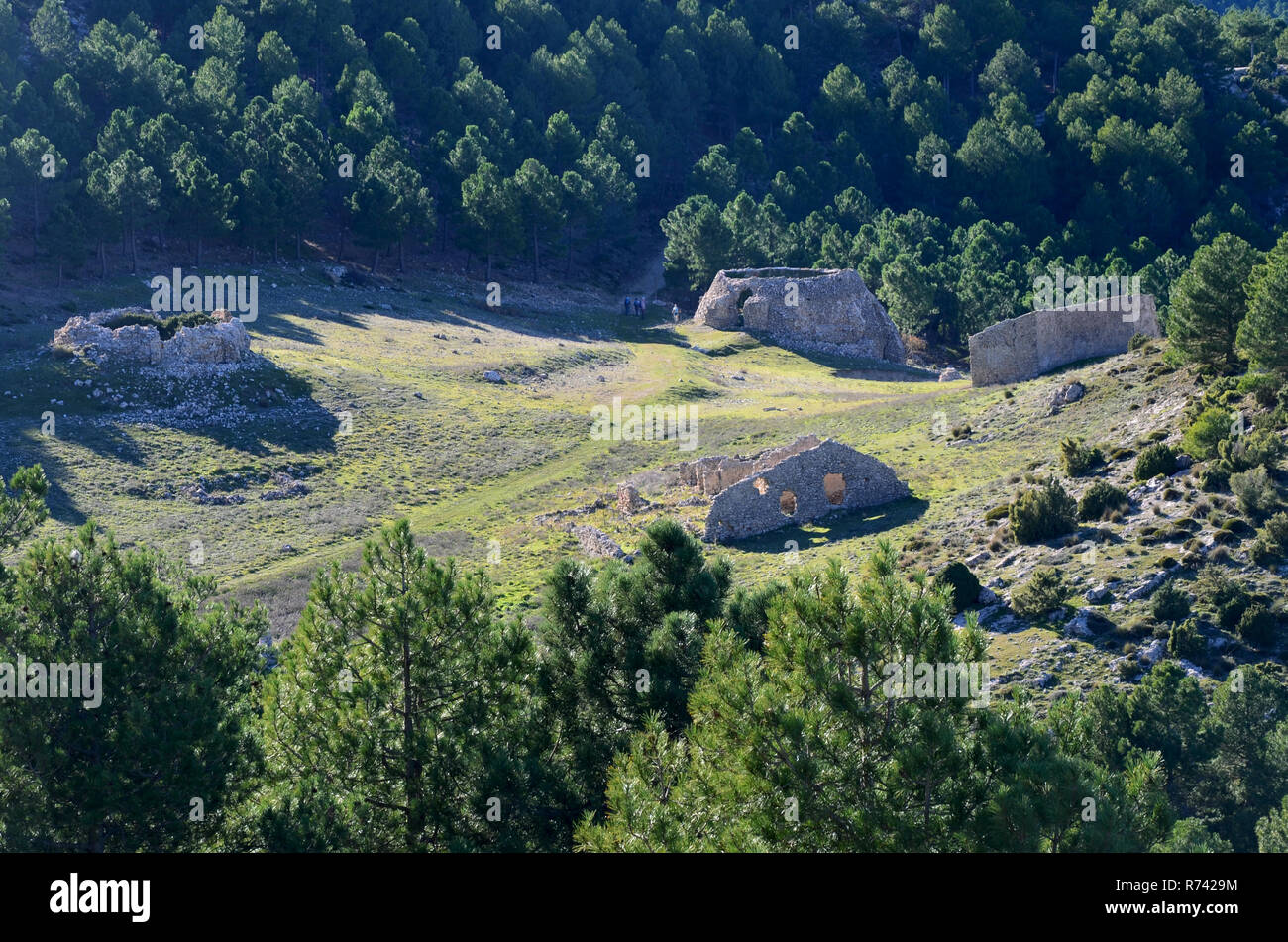 Traditional snow wells and dwellings in ruins, Sierra Espuña massif ...