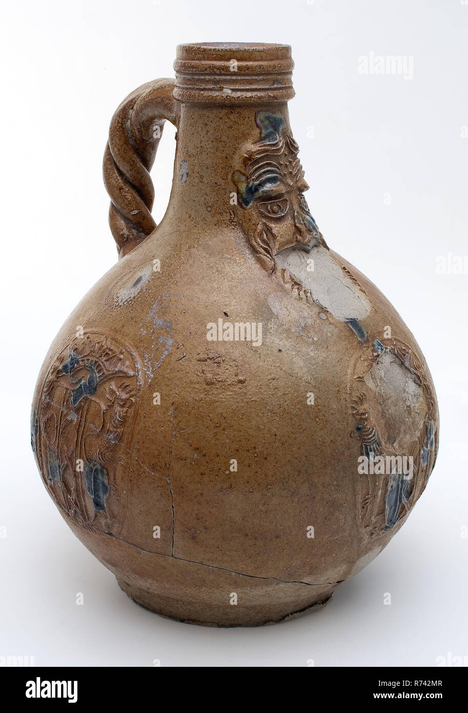 Bartmann jug, also called Bellarmine jug, on belly three coat of arms ...