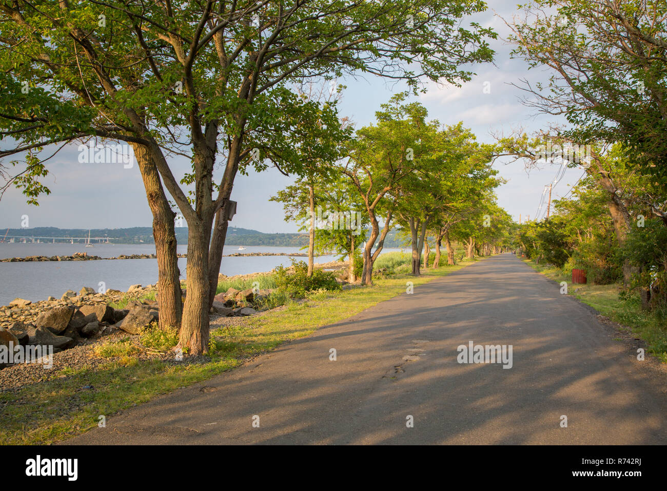 The Piermont Pier stretching out into the Hudson River during a golden ...