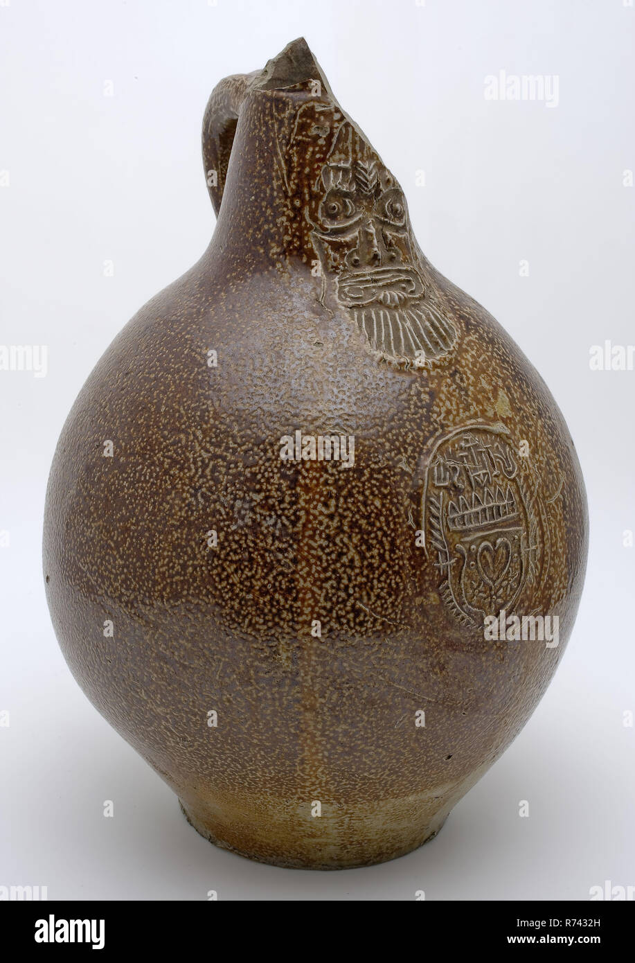 Brown Bartmann jug, also called Bellarmine jug, jug with Bartmann jug ...