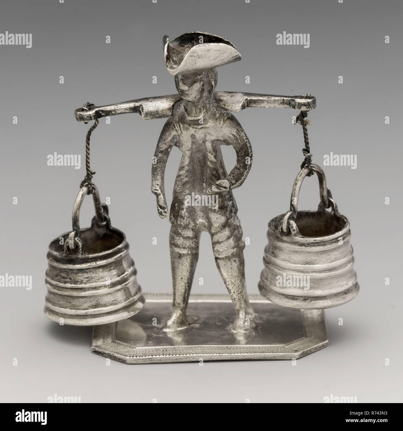 Silversmith:, Silver miniature milkman with stitch and yoke with two ...