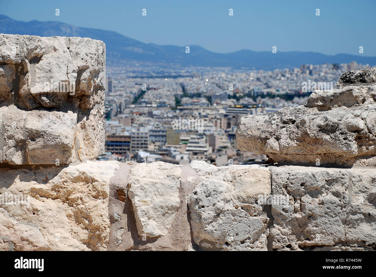 View from the Acropolis to the city of Athens Stock Photo - Alamy