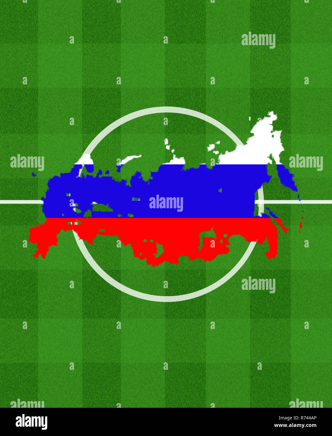 Map of Russia on football field. Soccer grass field with map of Russia ...