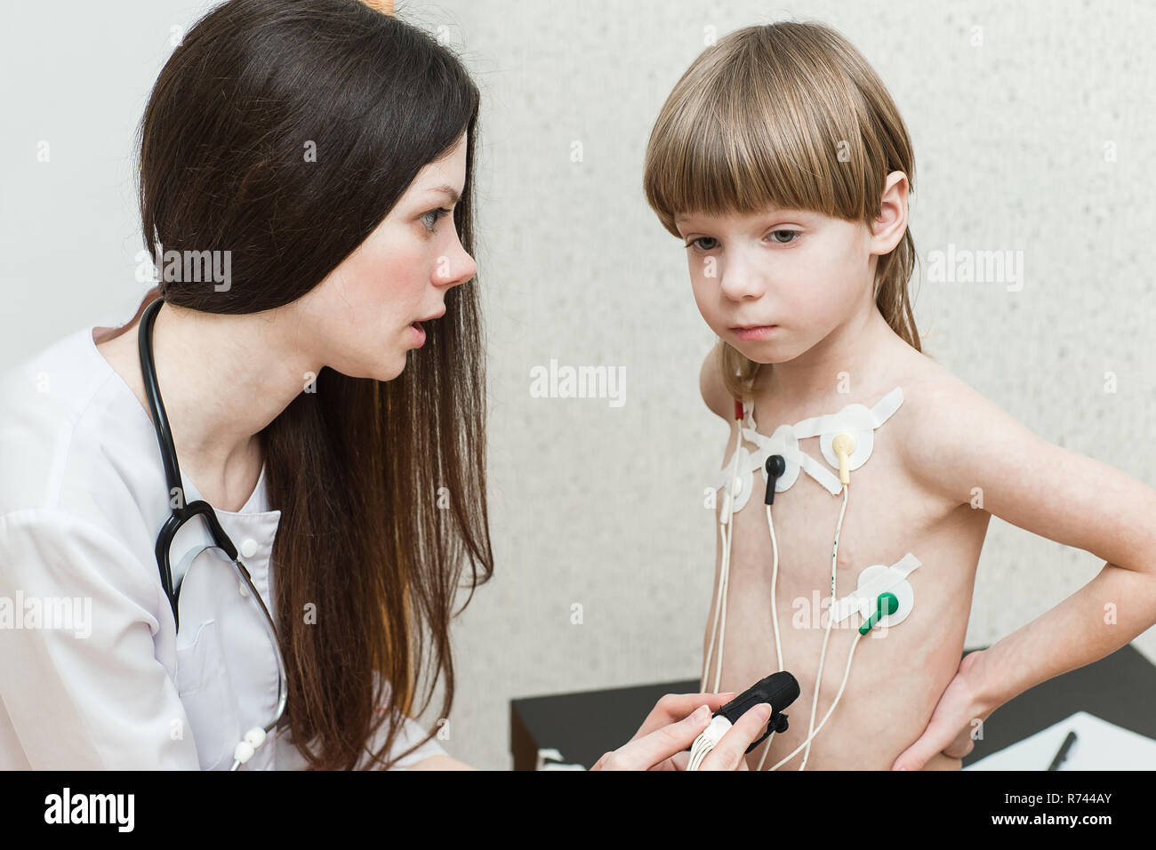 Cardiogram of heart of the boy, holter Stock Photo - Alamy