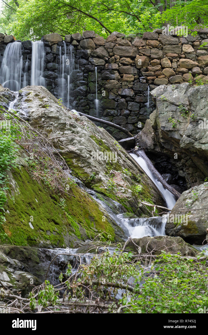 Foundry Brook falling over ruins from an old dam and pouring through ...