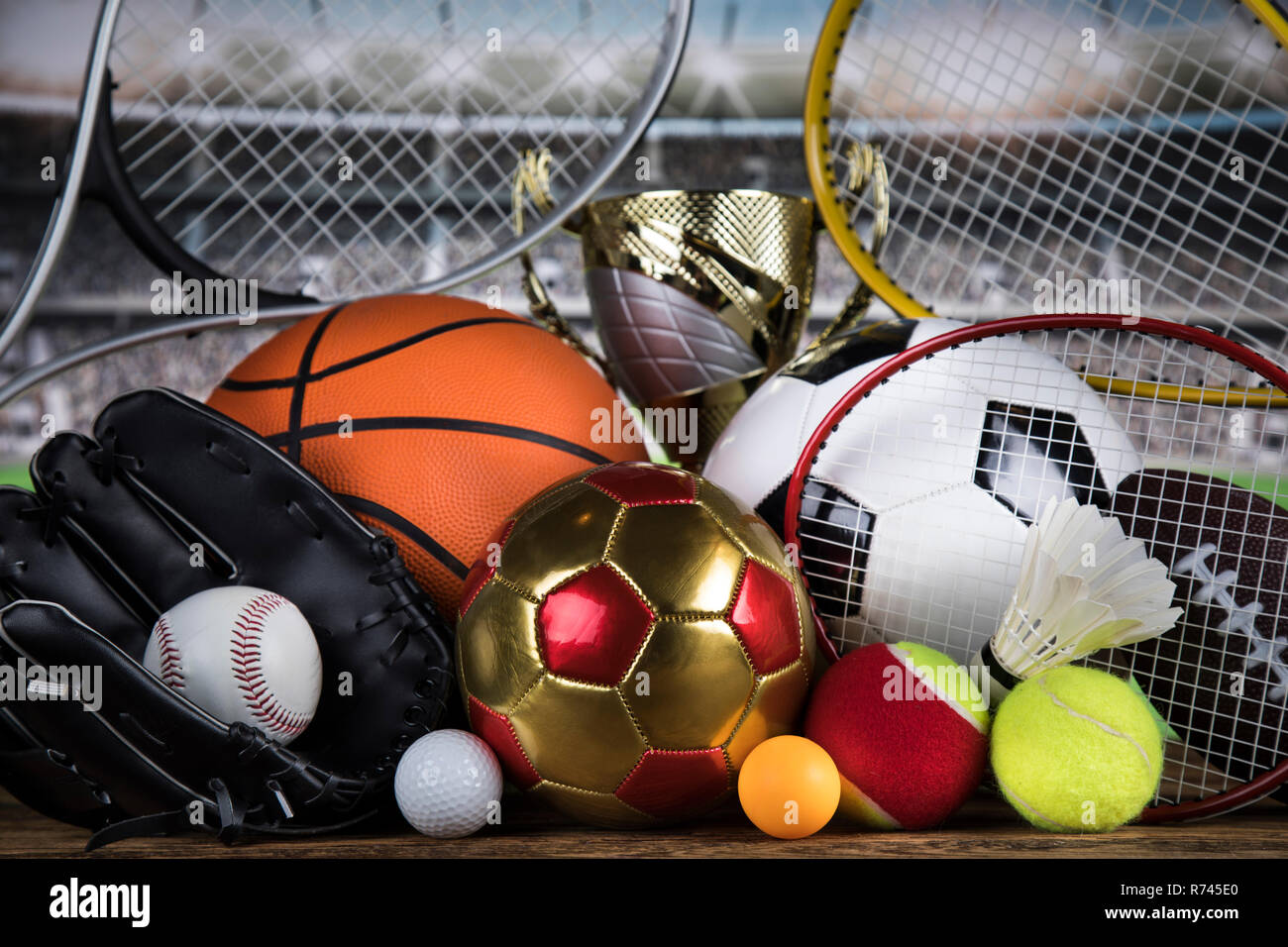 Achievement trophy, winning sport background Stock Photo - Alamy